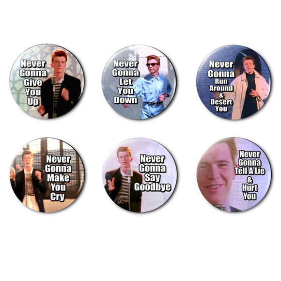 Accessories | Set Of 6 Rick Roll Meme Buttons 125 Inch32mm | Poshmark